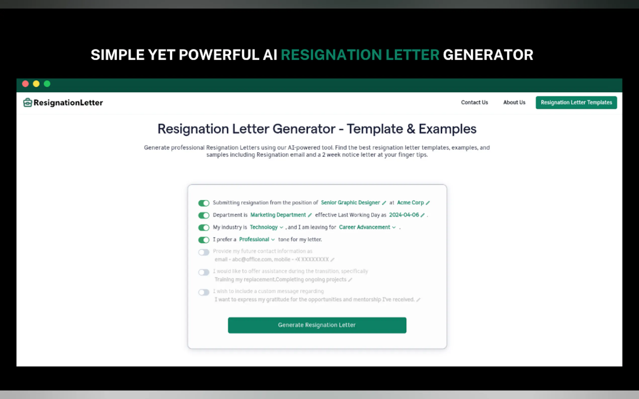 Resignation Letter Generator - AI Tool Information, Latest Updates and ...